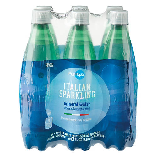 PurAqua Italian Sparkling Mineral Water - 6 pack, 16.9 fl oz Bottles